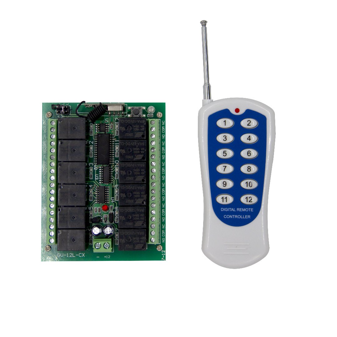 12 Channel Relay Module 12V DC 433MHz Wireless Remote Control RF Trans ...
