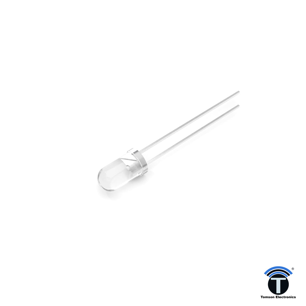 LED 5mm White Flat Top Ultra Bright Clear Lens – TOMSON ELECTRONICS